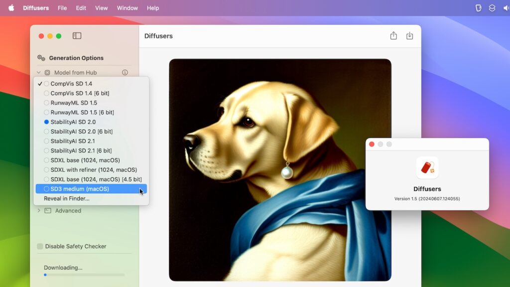 Hugging Face、最新の画像生成AIモデルStable Diffusion 3 Mediumに対応したMac用SDクライアント「Diffusers v1.5」をリリース。