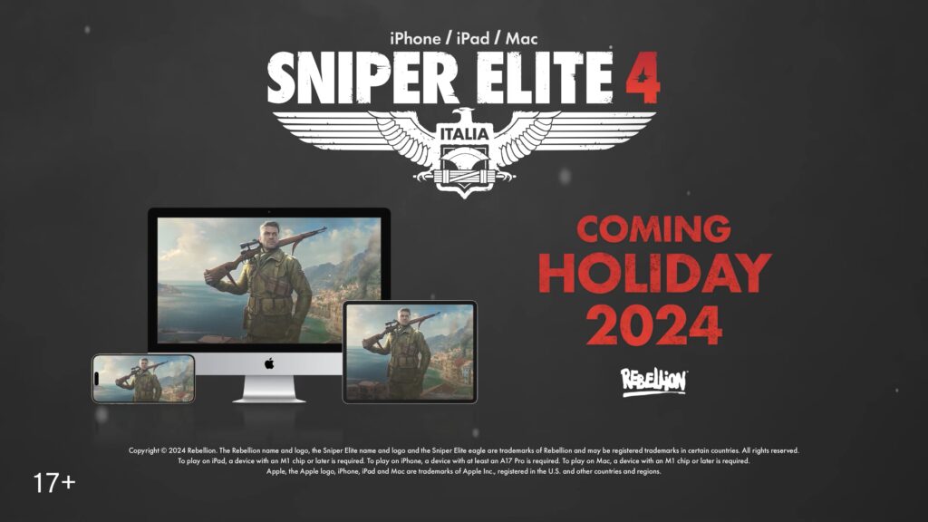 Rebellion、アクション・シューティングゲーム「Sniper Elite 4」のiPhoneとiPad、Mac対応版をホリデーシーズンに ...
