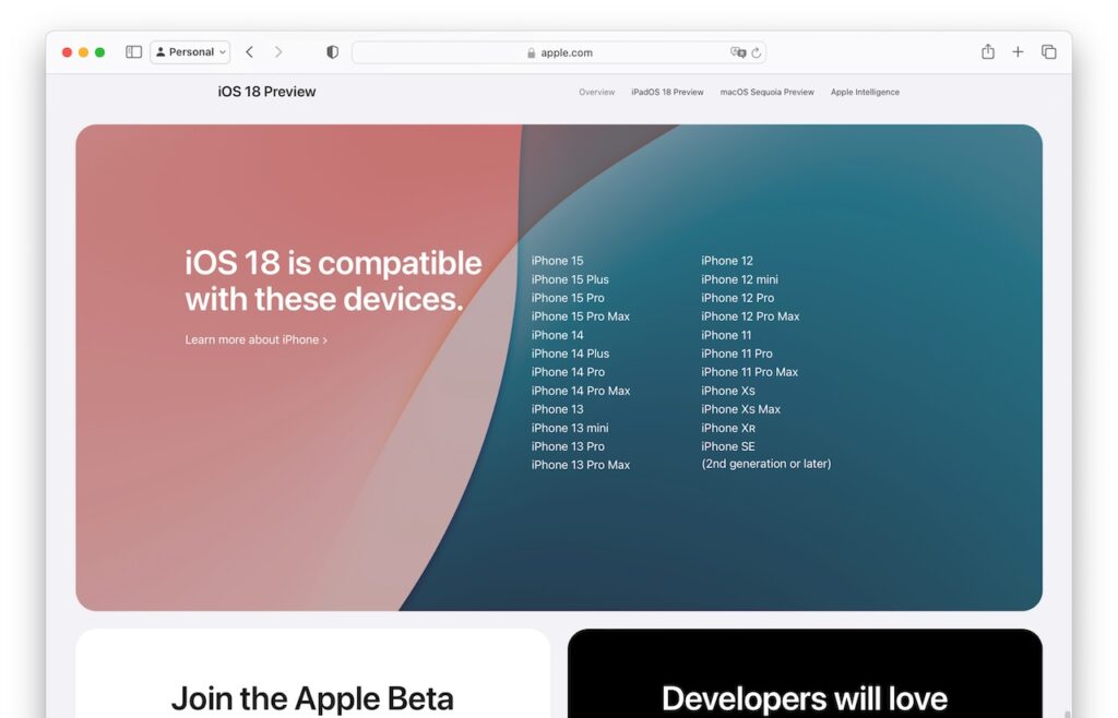 Apple、「iOS 18」のシステム要件を公開。アップグレード可能なiPhoneはiPhone SE (第2世代)以降やiPhone XR ...