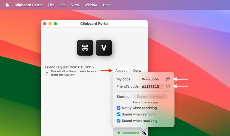 テキストやファイル、画像などクリップボードにコピーした内容を友達と共有できるMacアプリ「Clipboard Portal」がリリース。