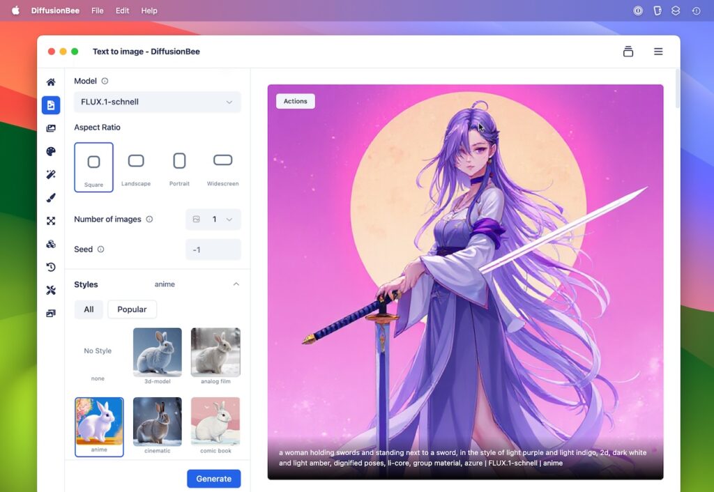 画像生成AIアプリ「Diffusion Bee for Mac」がFLUX.1モデルをサポート。