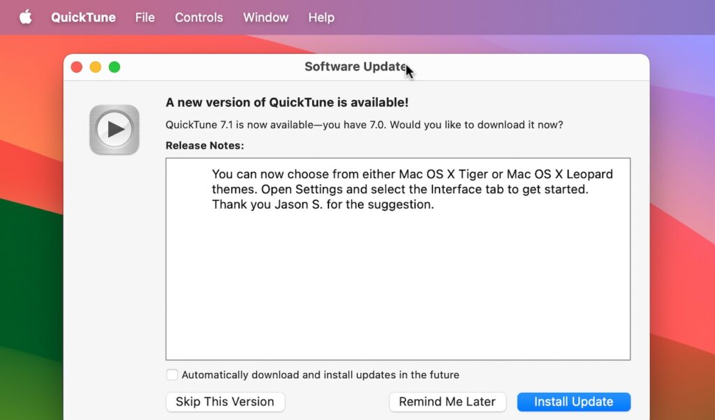 Appleがサポートを終了したQuickTime Player 7を最新macOSで再現したApple Music用コントローラー「QuickTune for macOS」にMac OS X ...