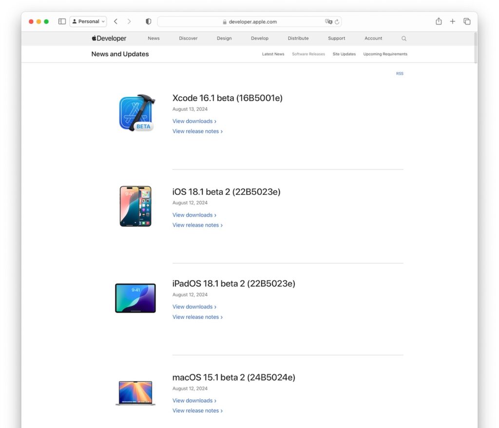 Apple、開発者向けにApple Intelligenceのテストが可能な「macOS 15.1 Sequoia」と「iOS/iPadOS 18.1」のBeta 2を公開。