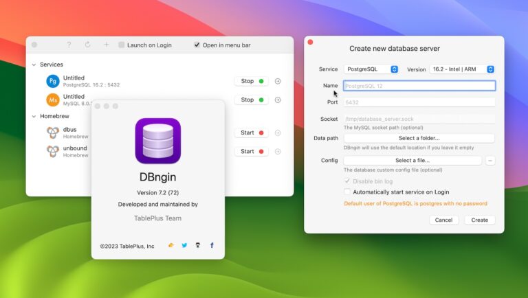 TablePlus Team、MySQLやPostgreSQL、Redisサーバーをワンクリックで起動できるMac用データベース管理ツール「DBngin」のWindows版をリリース。
