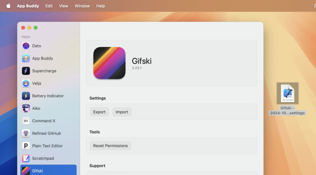DatoやGifski、VeljaなどSindre Sorhusさんが開発するMacアプリのデータや設定をインポート/エクスポートできるアプリ ...