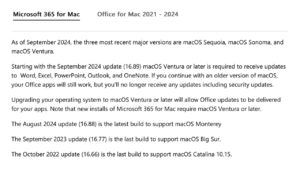 macOS 15 Sequoiaのリリースに伴い、近く「Microsoft 365/Office 2021,2024」でmacOS 12 Montereyのサポートが終了。 | AAPL Ch.