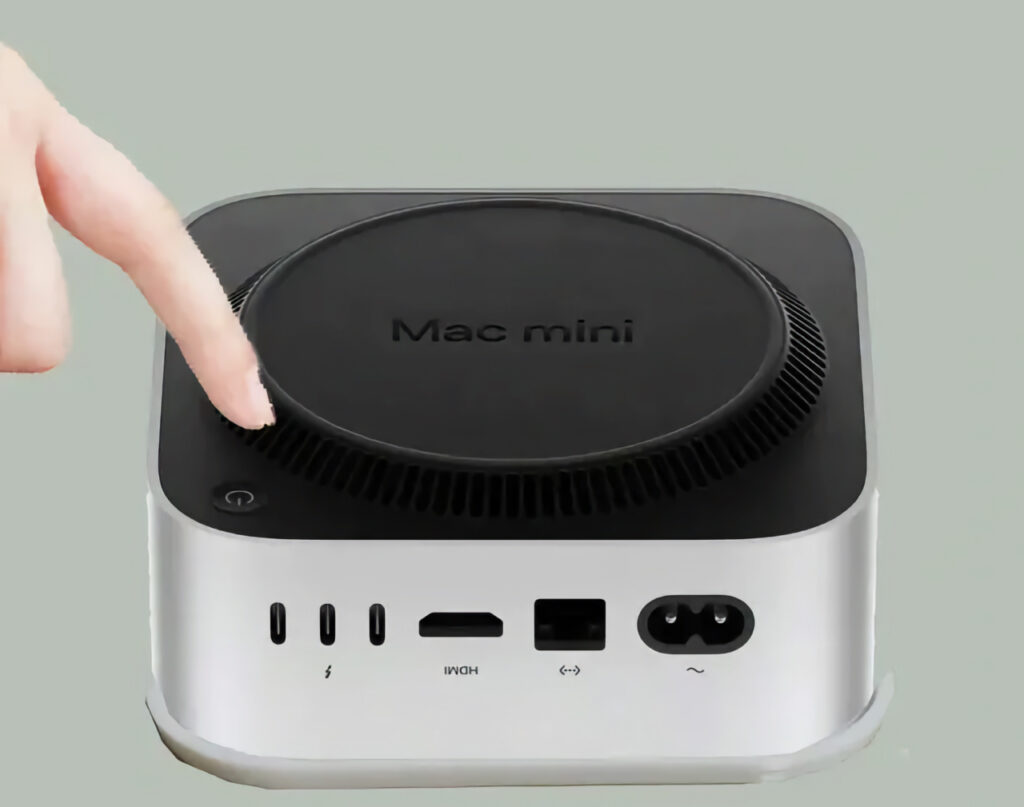 Mac mini (2024)を裏返し/横置きにして底面に移動した電源ボタンにアクセスしやすくするためのマウンタやスタンドが公開。 | AAPL Ch.