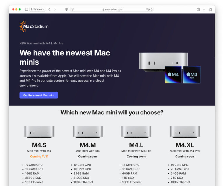 MacStadium、Apple M4/M4 Proチップを搭載したMac mini (2024)のホスティングを開始。 | AAPL Ch.