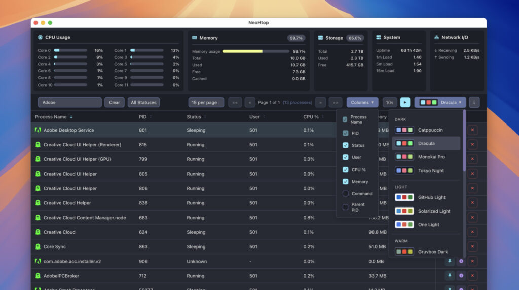 RustとSvelteで開発されたオープンソースのmacOS用システムモニタアプリ「NeoHtop」がリリース。 | AAPL Ch.