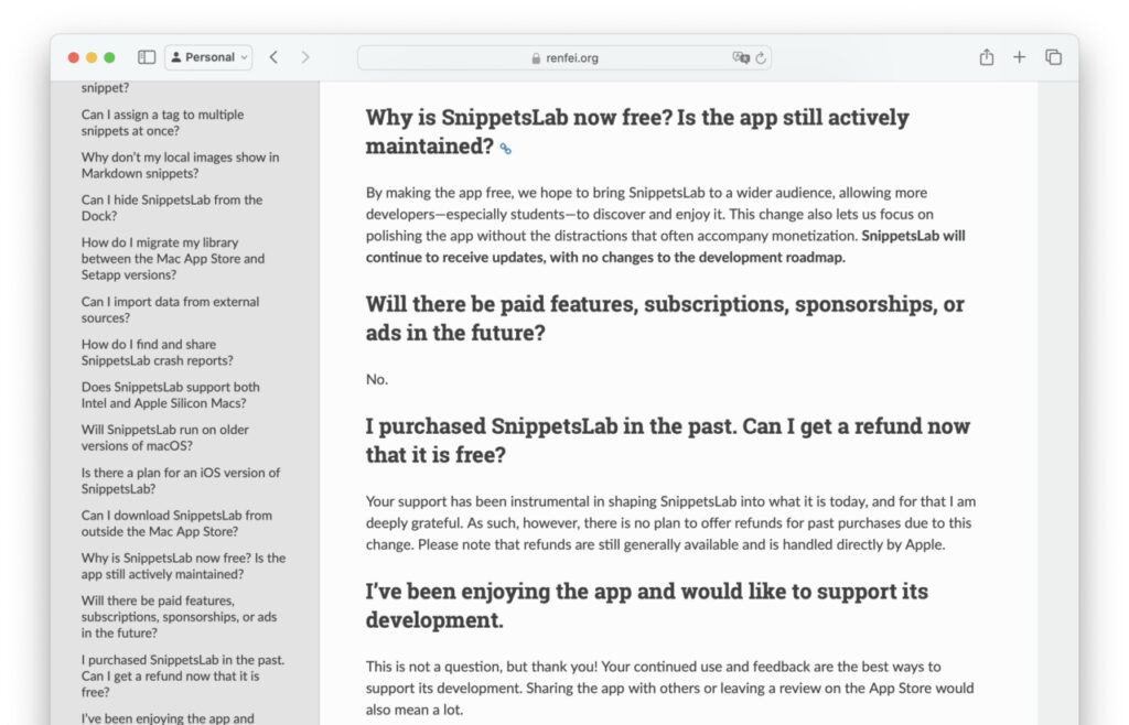 Mac App Store Best of 2015にも選出されたMac用コードスニペットアプリ「SnippetsLab」が無償化。 | AAPL Ch.