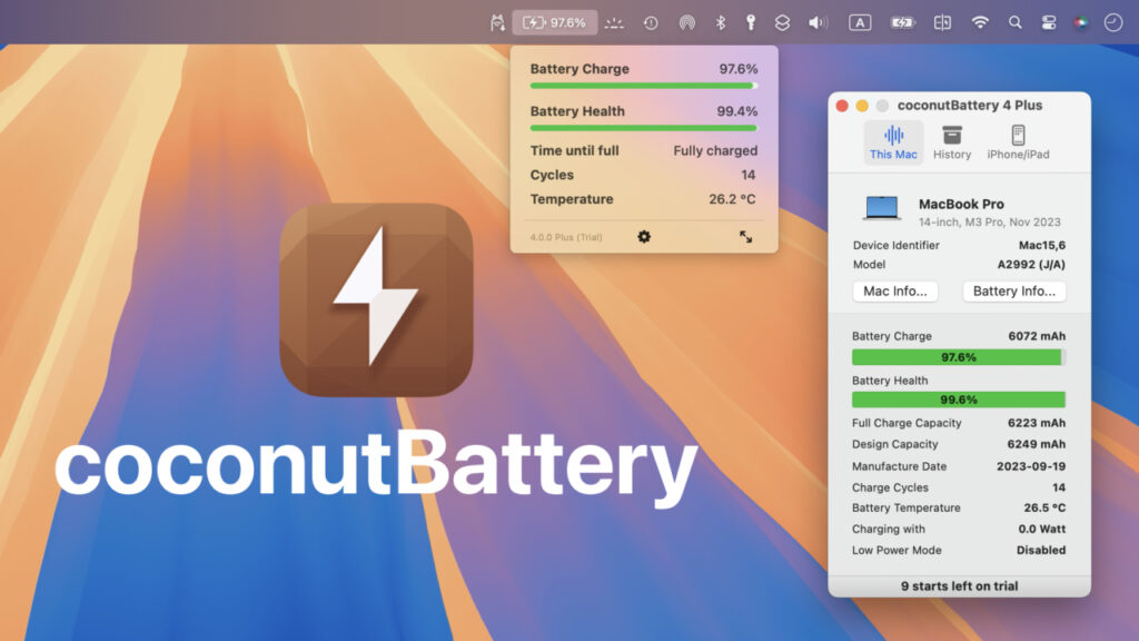 MacBookやiPhone、iPadのバッテリー情報を表示/記録してくれるMacアプリ「coconutBattery v4.0」がリリース ...