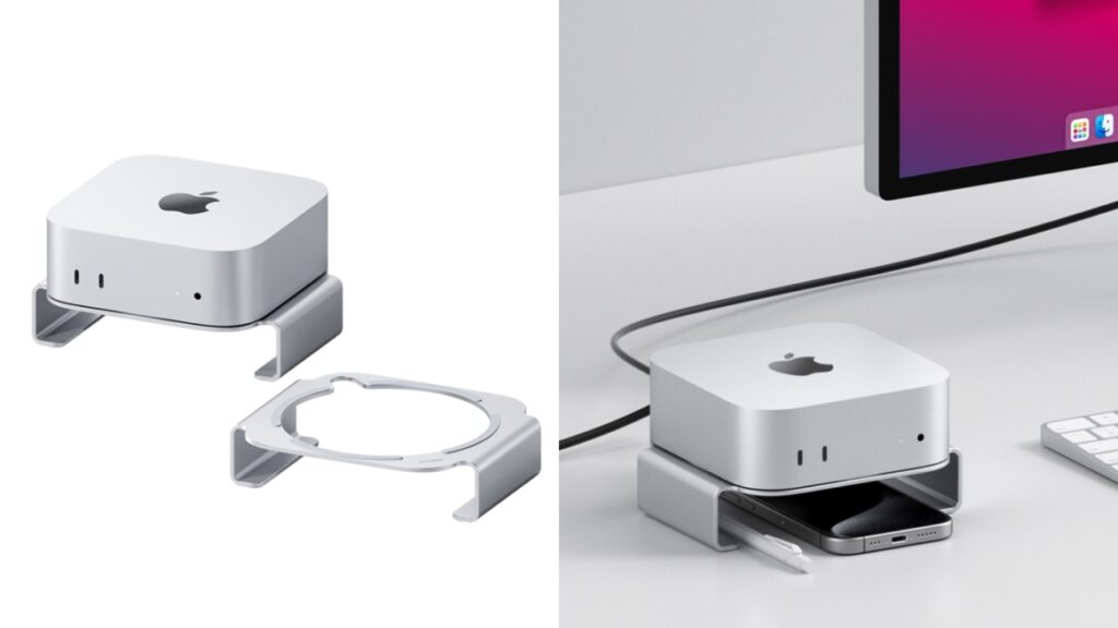 Mac mini (2024)の下に敷くことでエアフローを改善させ、USBハブなどを収納できるアルミニウムスタンド「Hagibis Desktop Stand for Mac mini M4 ...