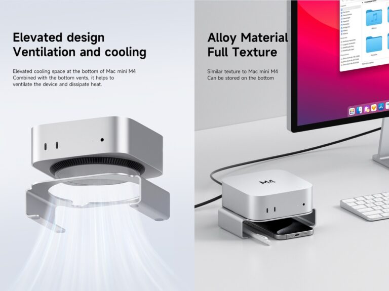 Mac mini (2024)の下に敷くことでエアフローを改善させ、USBハブなどを収納できるアルミニウムスタンド「Hagibis ...