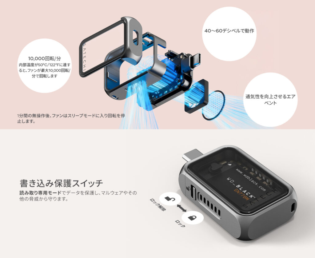 Satechi Japan、M.2 2230サイズののNVMe SSDを1基搭載可能な「Satechi Mini M.2 NVMe SSD ...