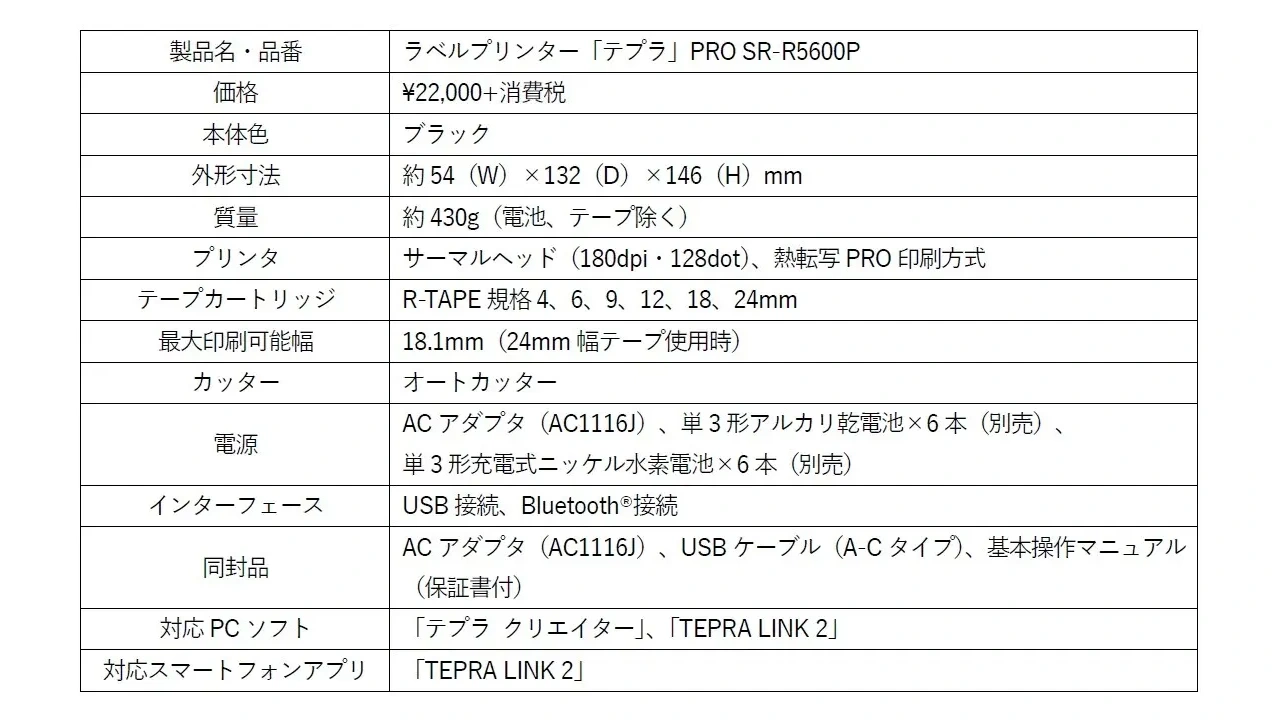 キングジム、ラベルプリンター・テプラ PRO SR-R5600Pに対応した「TEPRA LINK 2 for Mac/iPhone v1.1」をリリース。 | AAPL Ch.